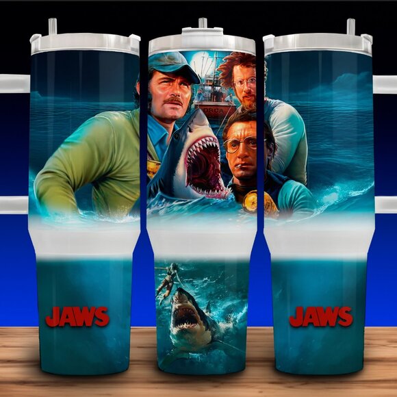 Dining | 4oz Jaws Horror Great White Shark Movie Fade Style Cup Mug ...